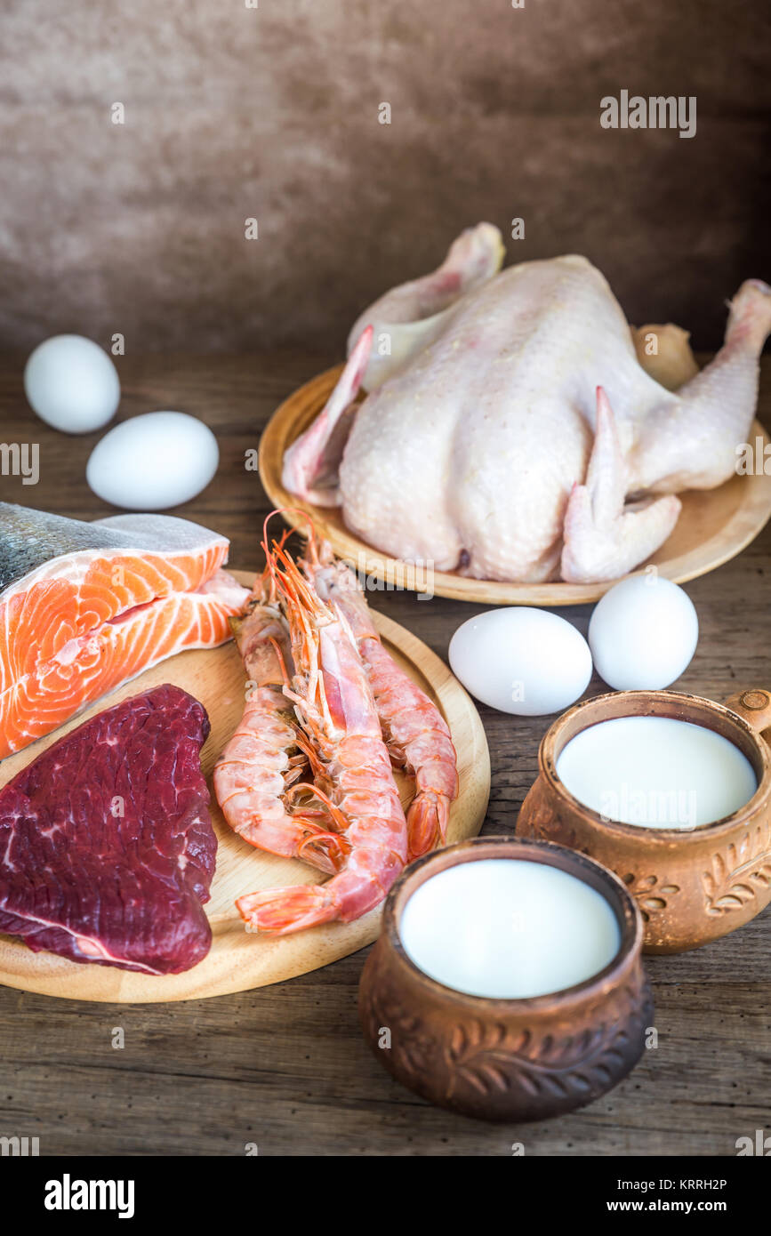 Protein diet: raw products Stock Photo - Alamy