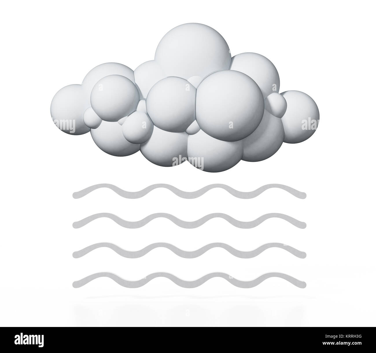 Cloud and fog symbols isolated on white background. 3D illustration ...