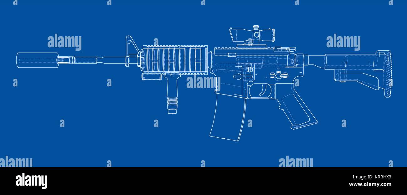 Machine Gun. Vector rendering of 3d Stock Vector Image & Art - Alamy