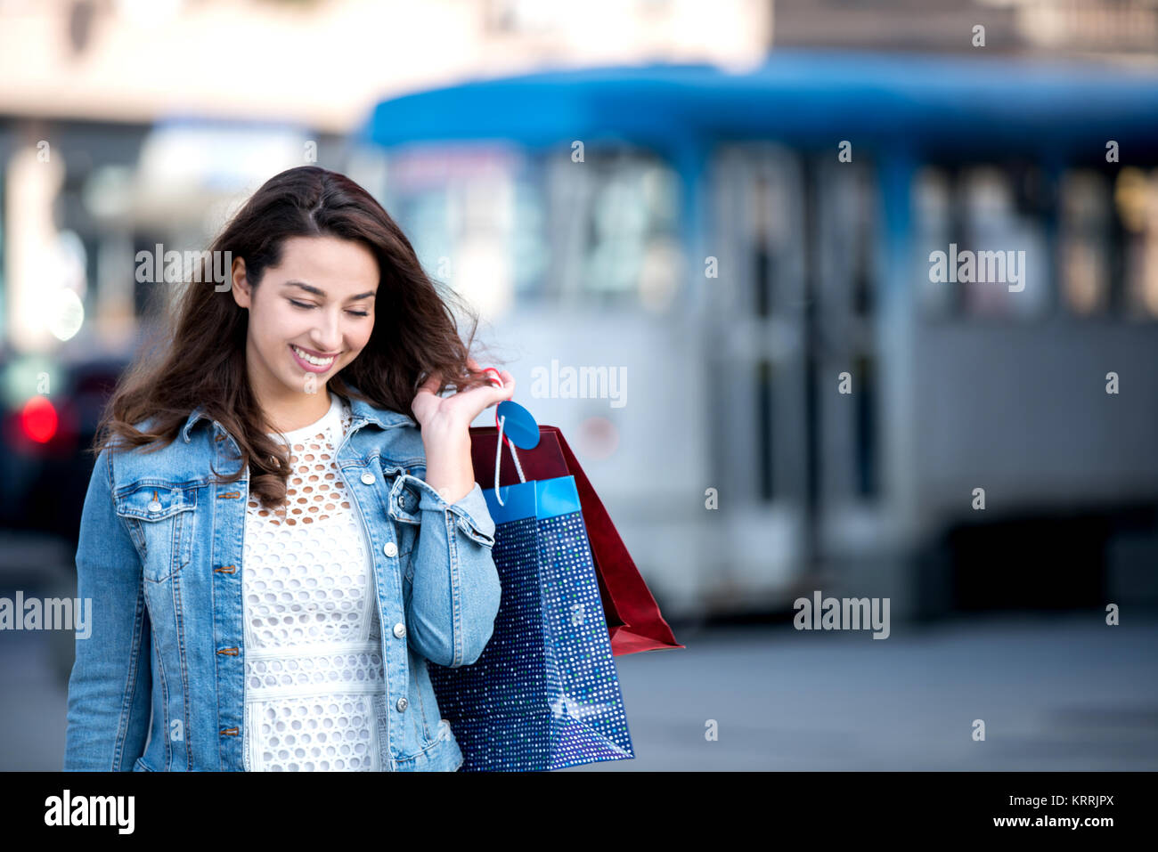 Pretty girl with shopping bags having fun, shopper, shopaholic Stock ...