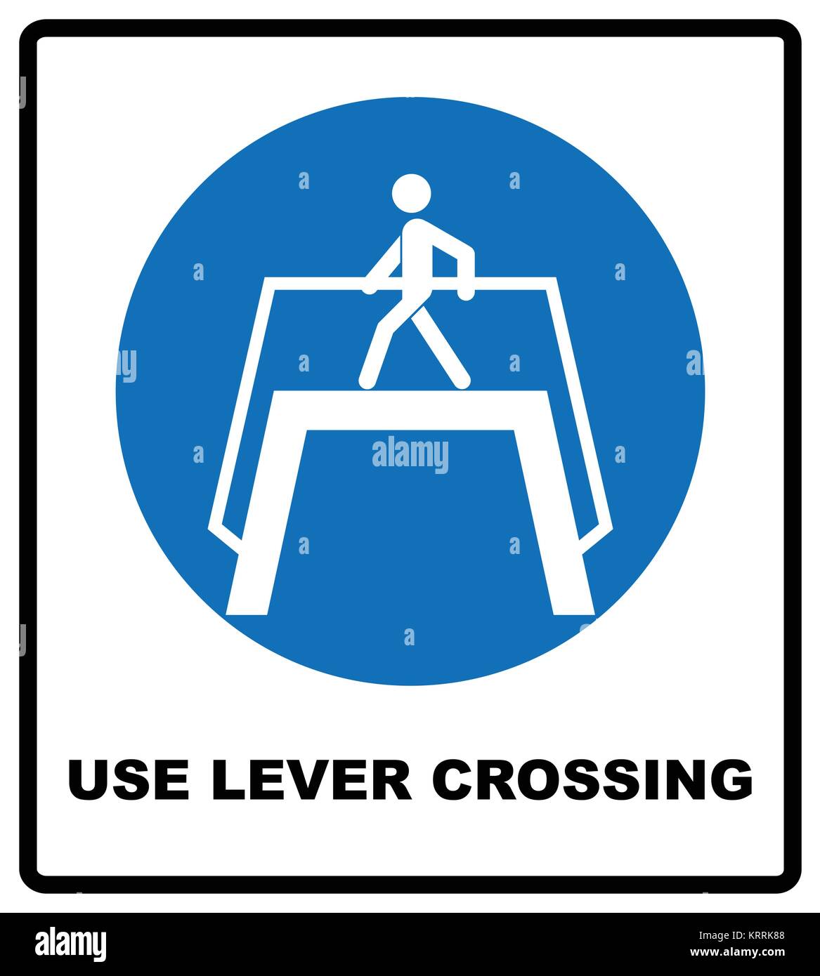 Use level crossing sign. Blue mandatory symbol. Pedestrian cross ...