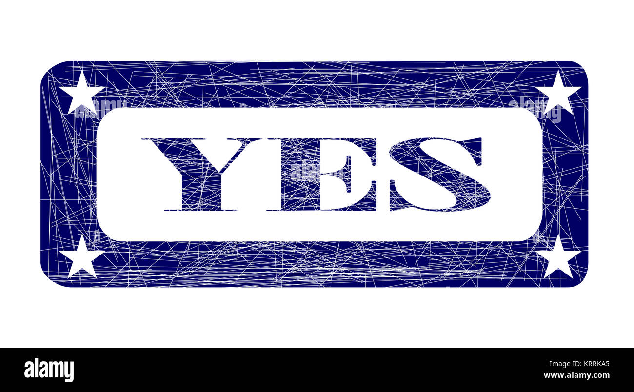 Blue Ink Stamp Yes Stock Photo - Alamy