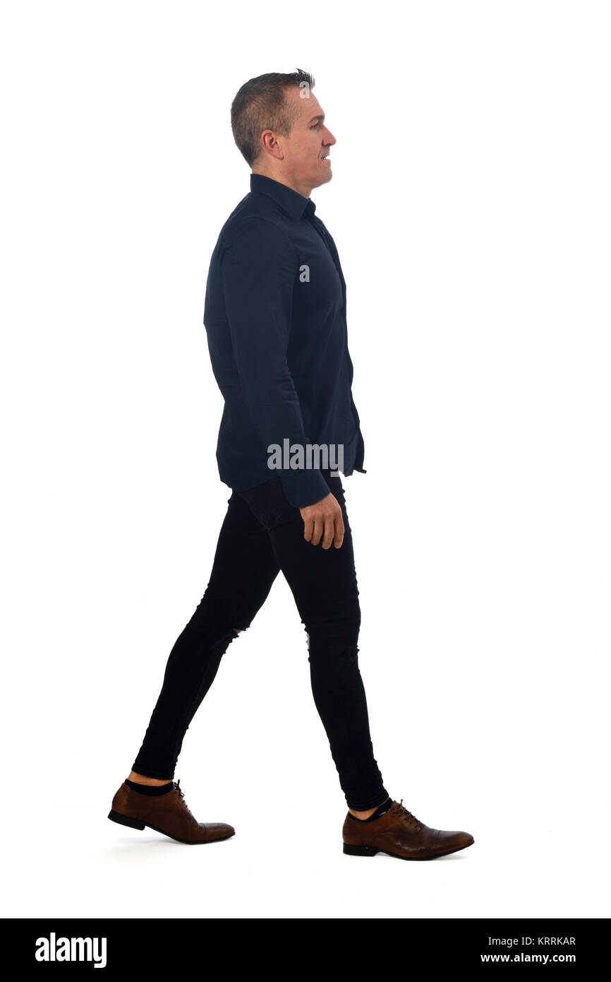 man waling on white3 Stock Photo - Alamy