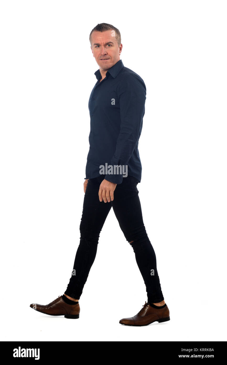 man waling on white3 Stock Photo - Alamy