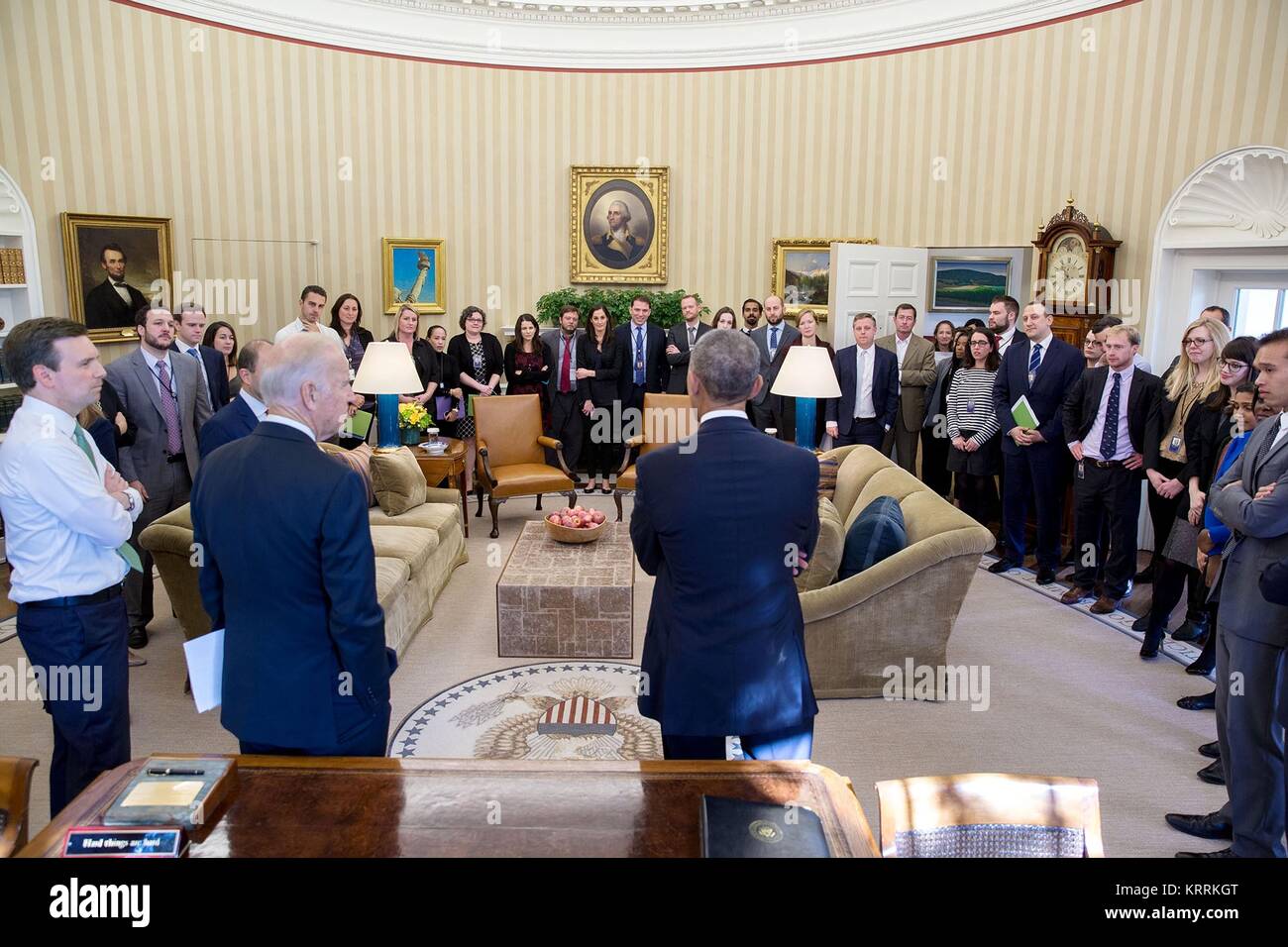 U.S. Vice President Joe Biden and U.S. President Barack Obama meet with ...