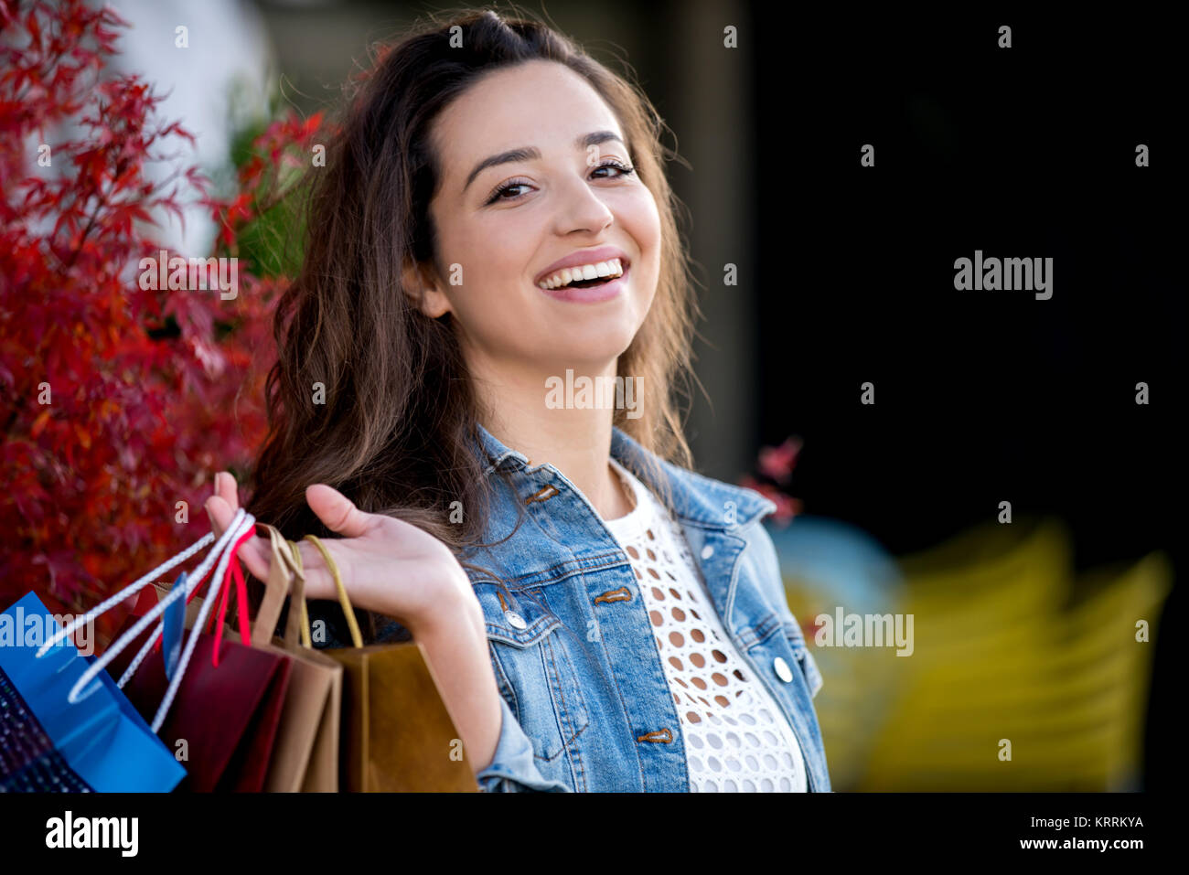 Pretty girl with shopping bags having fun, shopper, shopaholic Stock ...