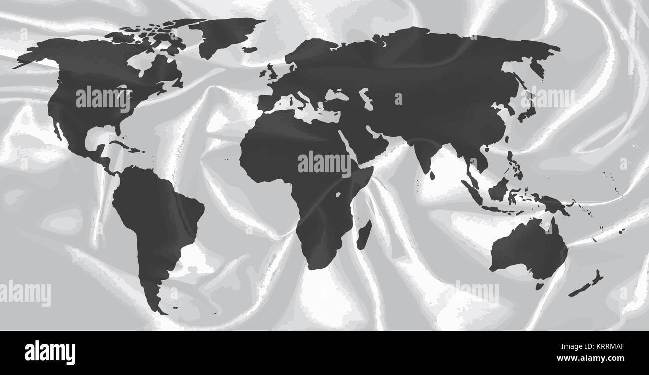 World Outline On Silk Background Stock Photo - Alamy