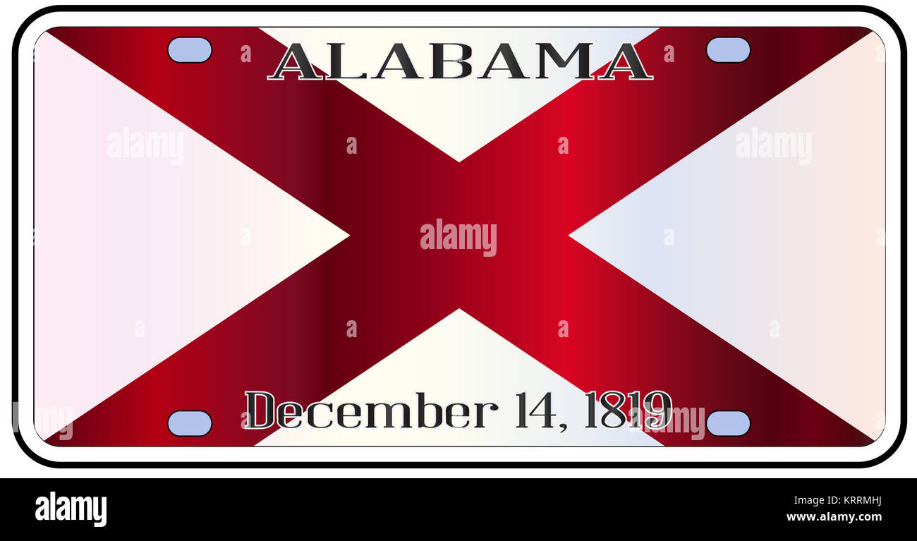 Alabama License Plate Flag Stock Photo - Alamy