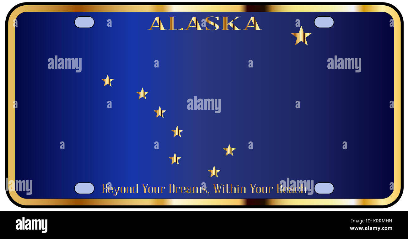 Alaska State License Plate Flag Stock Photo - Alamy