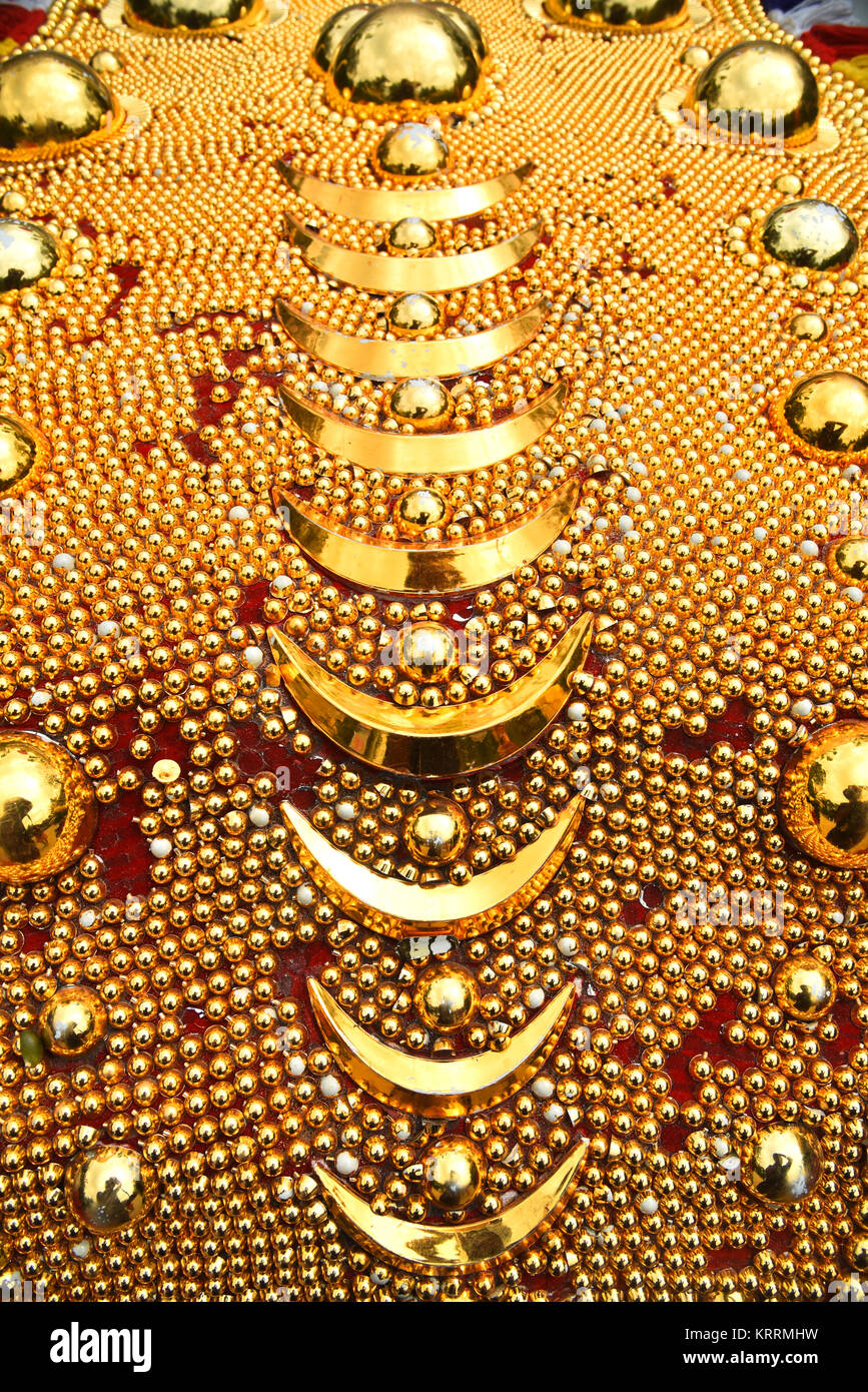 gold coated caparison used for the decoration of elephants during ...