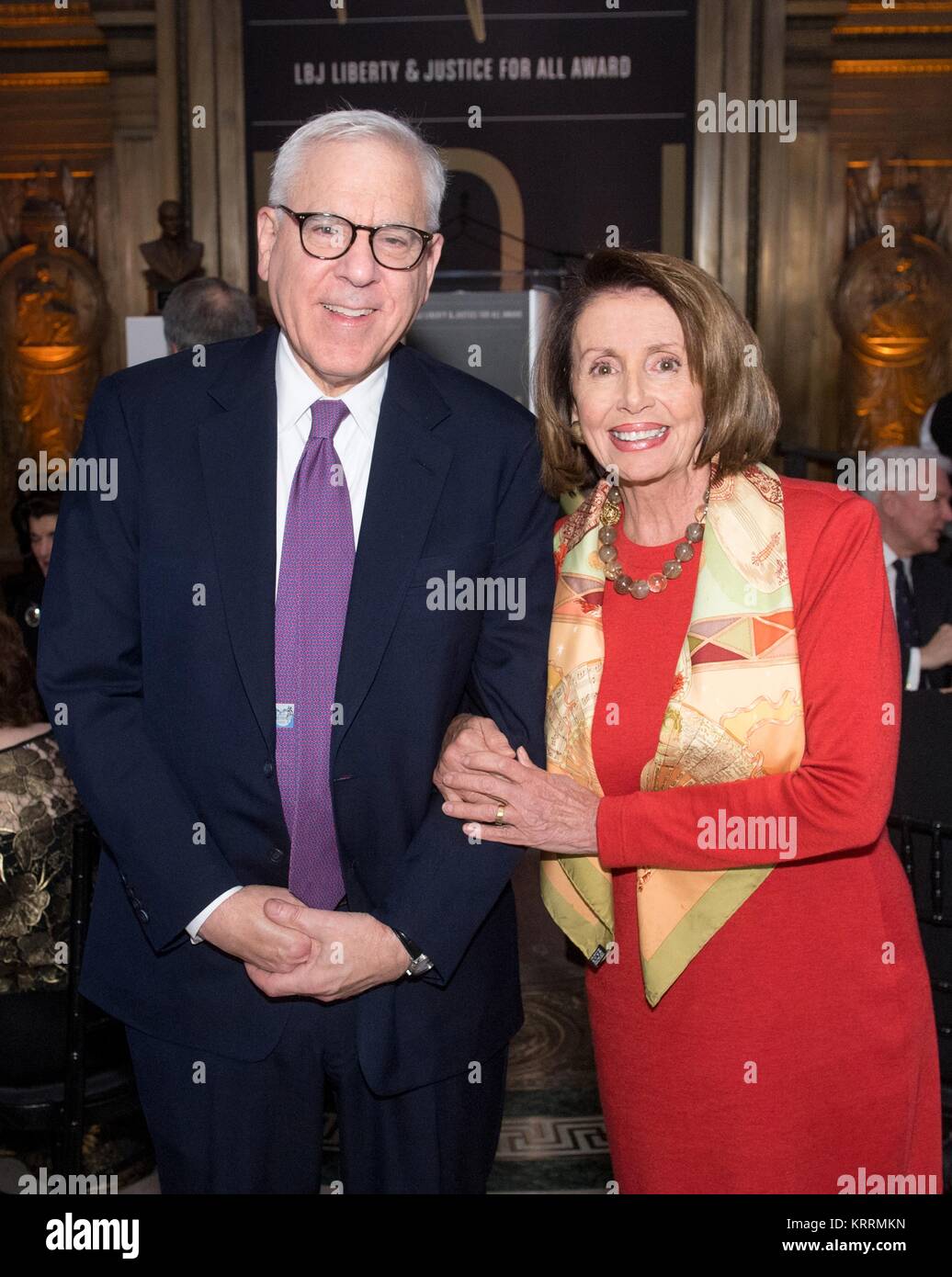 The Carlyle Group Co-Founder and philanthropist David Rubinstein (left ...