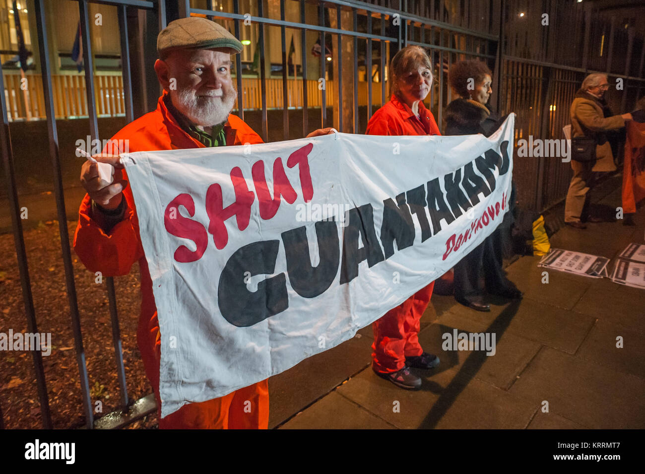 Protesters from the Free Shaker Aamer and London Guantanamo campaigns ...