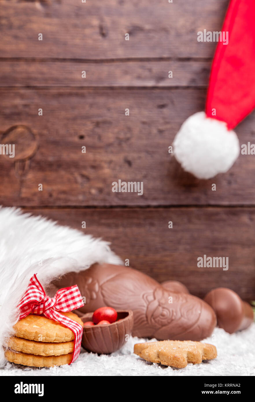 Festive Christmas background with sweets and decoration Stock Photo - Alamy