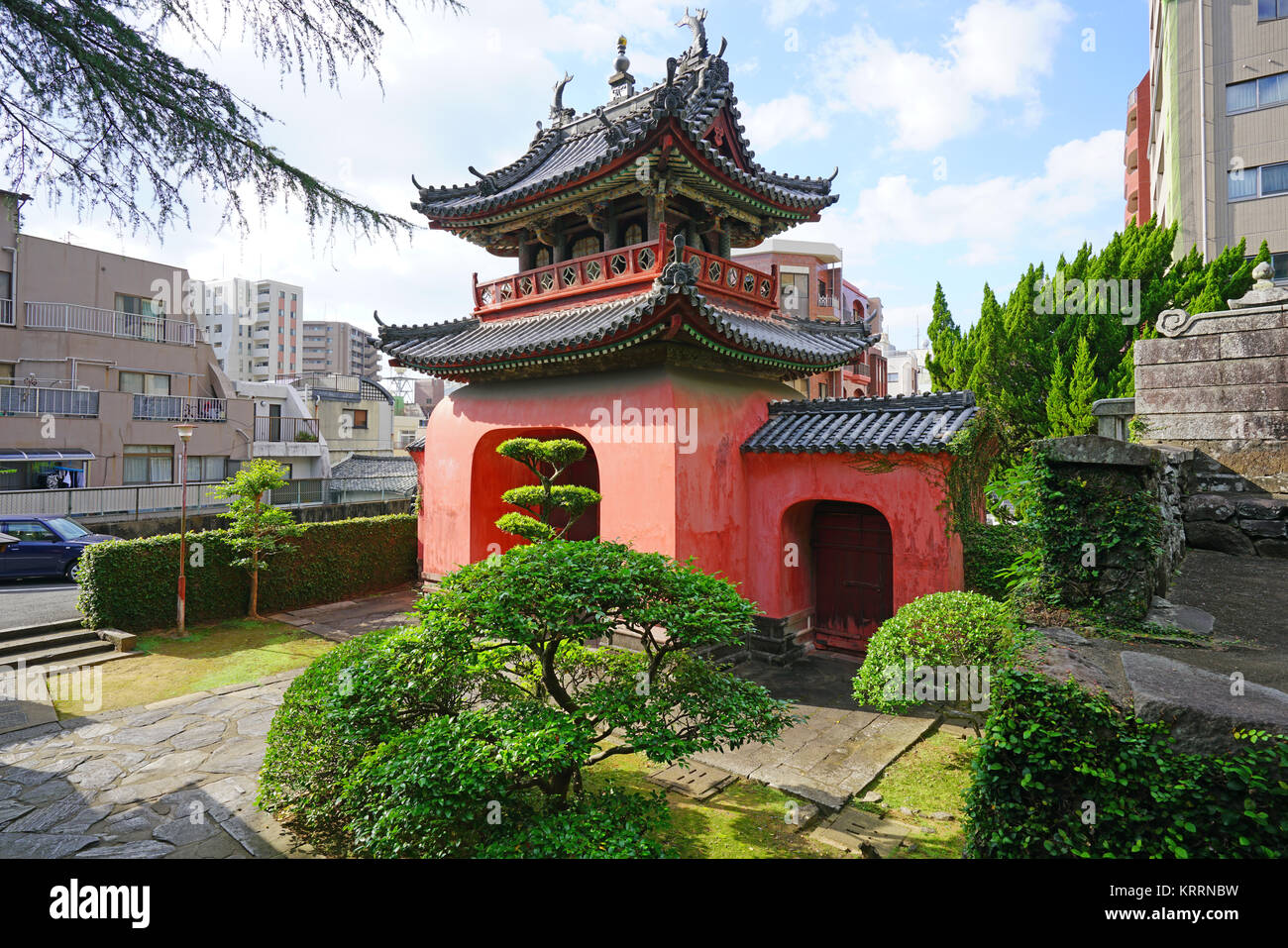 View of the Sofuku-ji, a landmark Obaku zen temple located in Nagasaki ...
