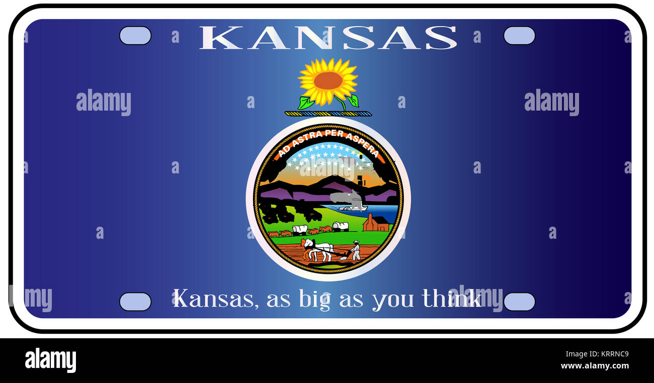 Kansas Flag License Plate Stock Photo - Alamy