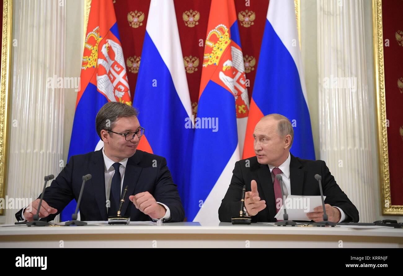 Russian President Vladimir Putin speaks during a joint press conference ...