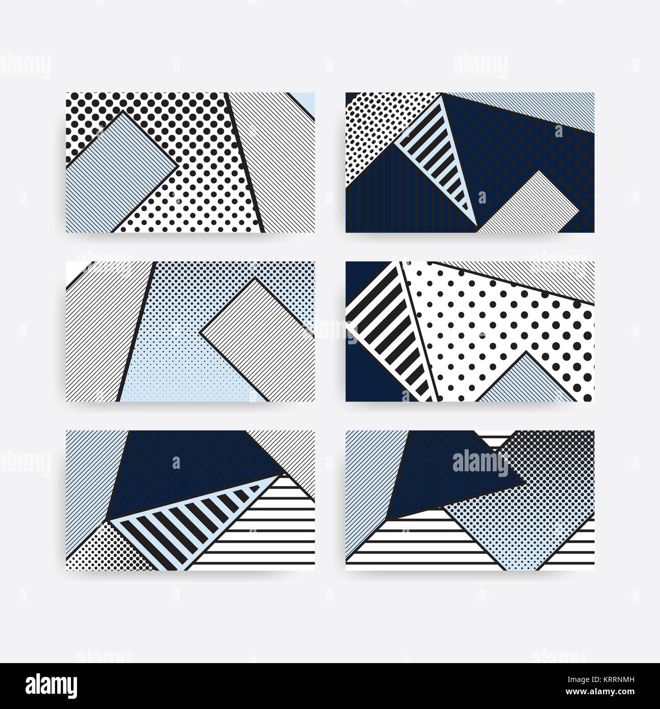 black and white pop art geometric pattern set Stock Photo - Alamy