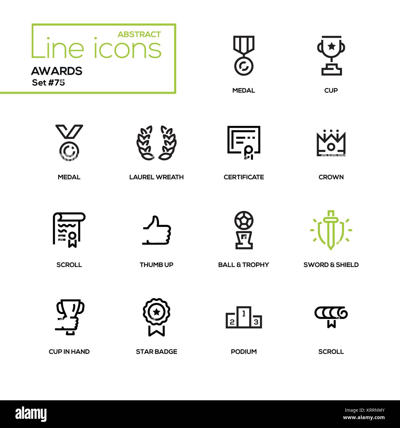 Awards - line design icons set Stock Vector Image & Art - Alamy