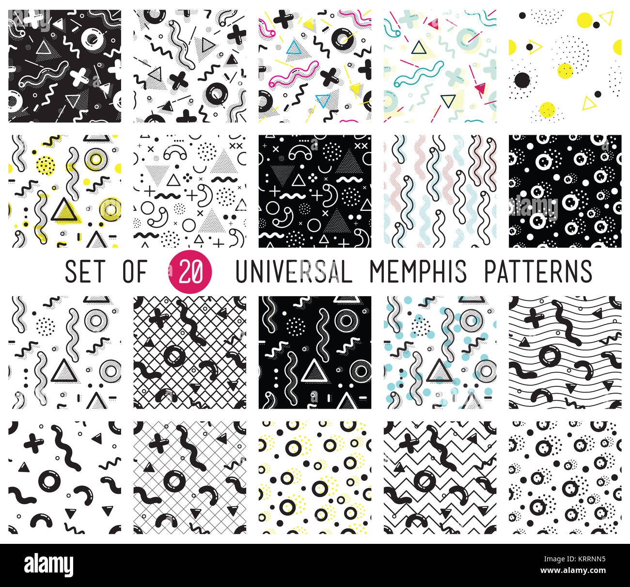 Geometric memphis seamless patterns set Stock Photo - Alamy