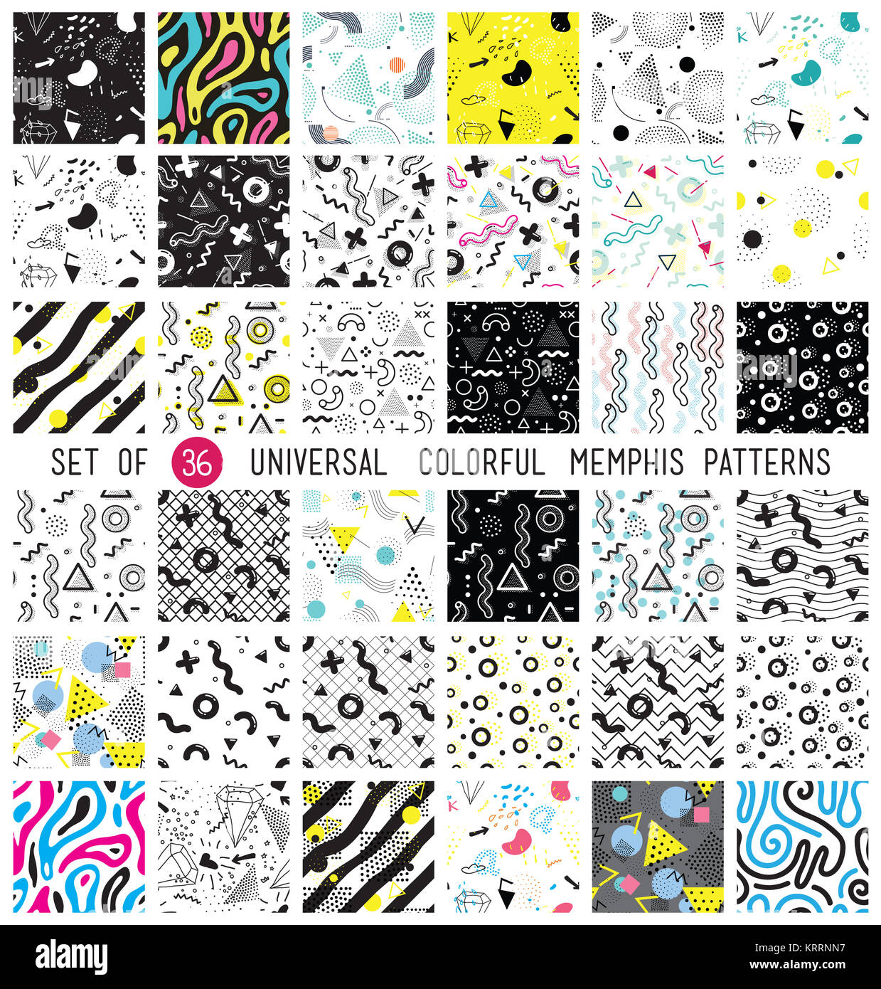 Geometric memphis seamless isolated patterns Stock Photo - Alamy