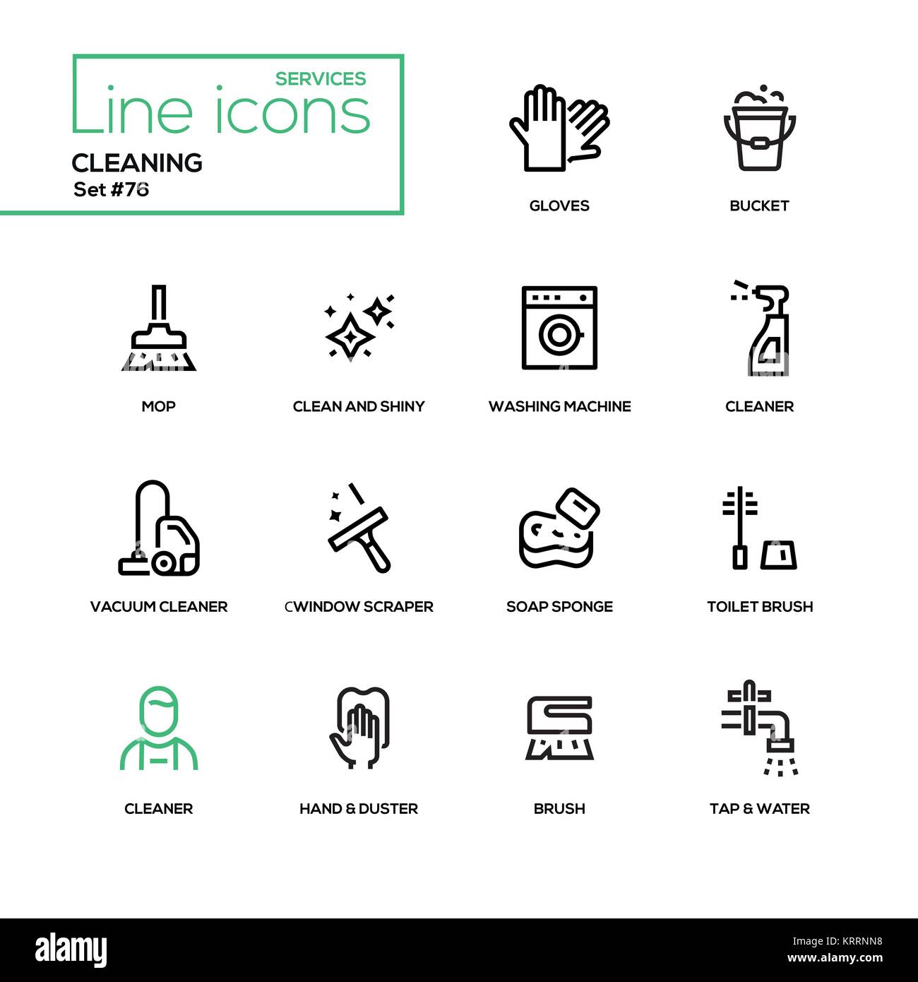 Cleaning - line design icons set Stock Vector Image & Art - Alamy