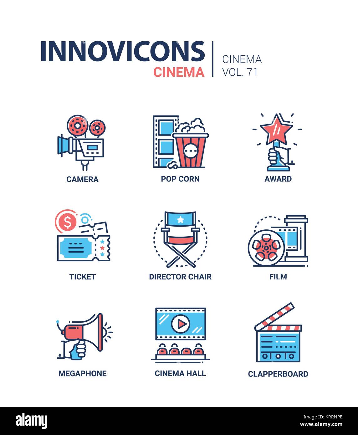 Cinema concept - set of modern thin line design icons Stock Vector ...