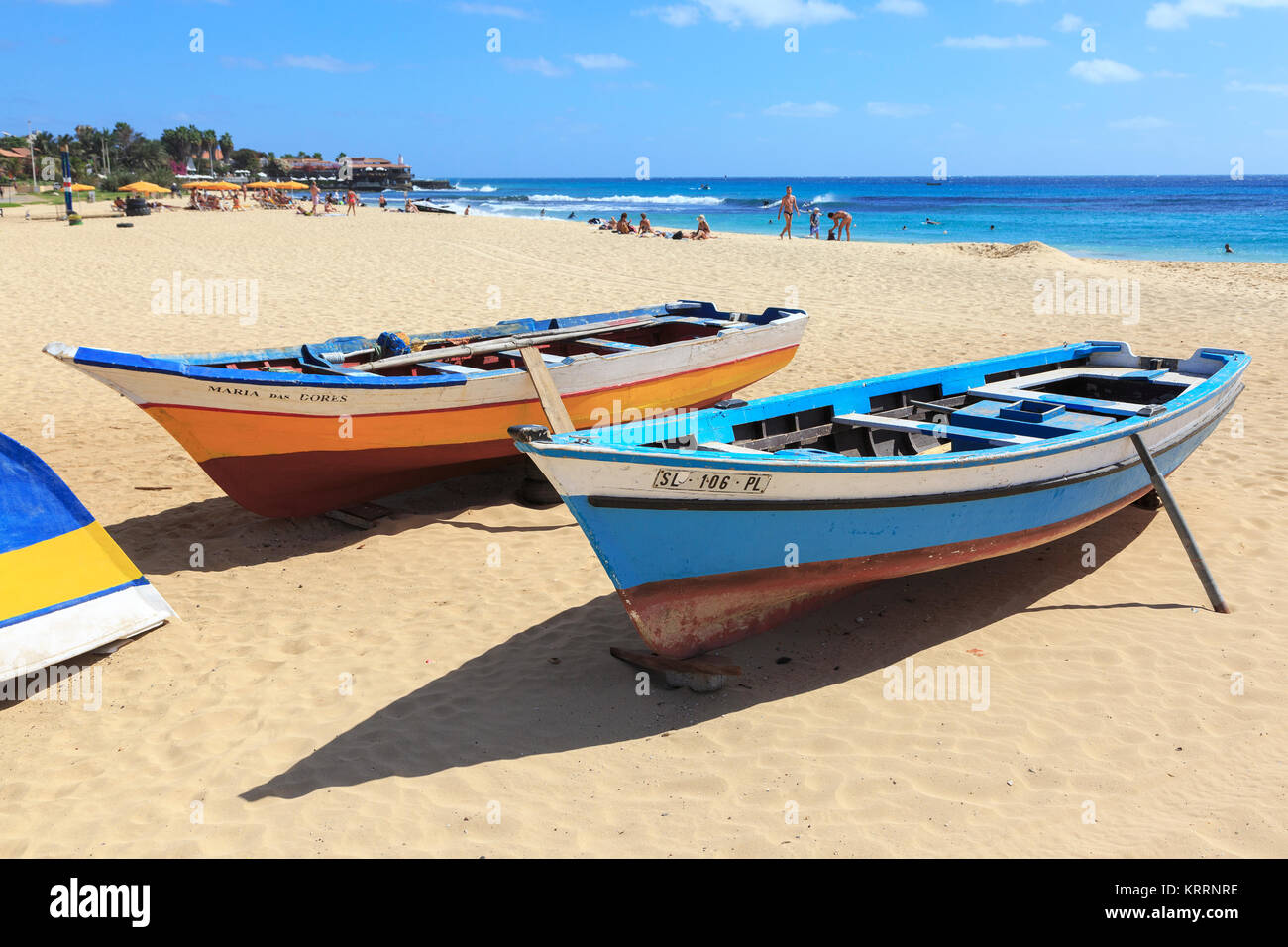 View along south beach at Santa Maria, Sal, Salina, Cape Verde, Africa ...