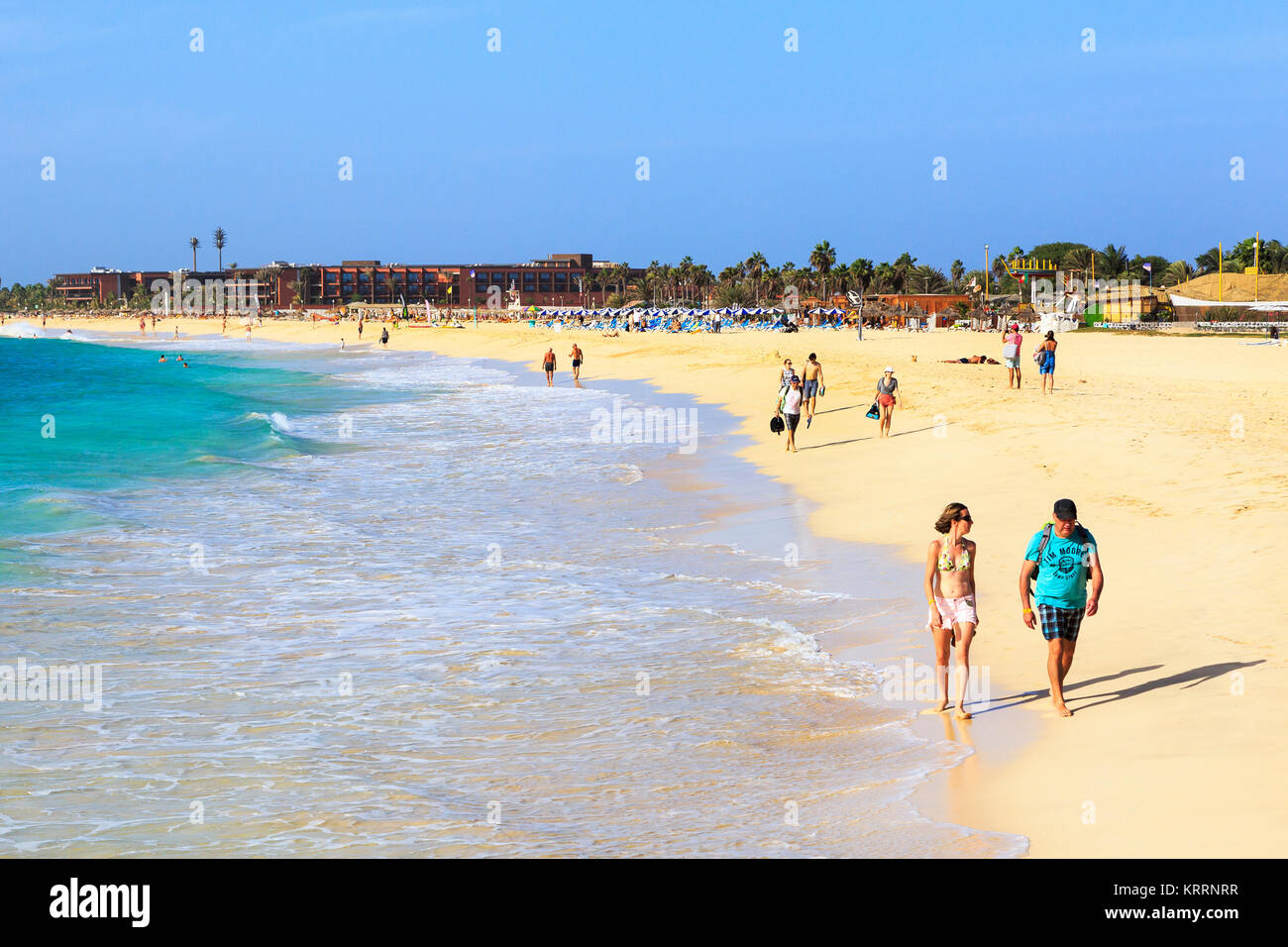 Beach at Santa Maria, Sal Island, Salina, Cape Verde, Africa Stock ...