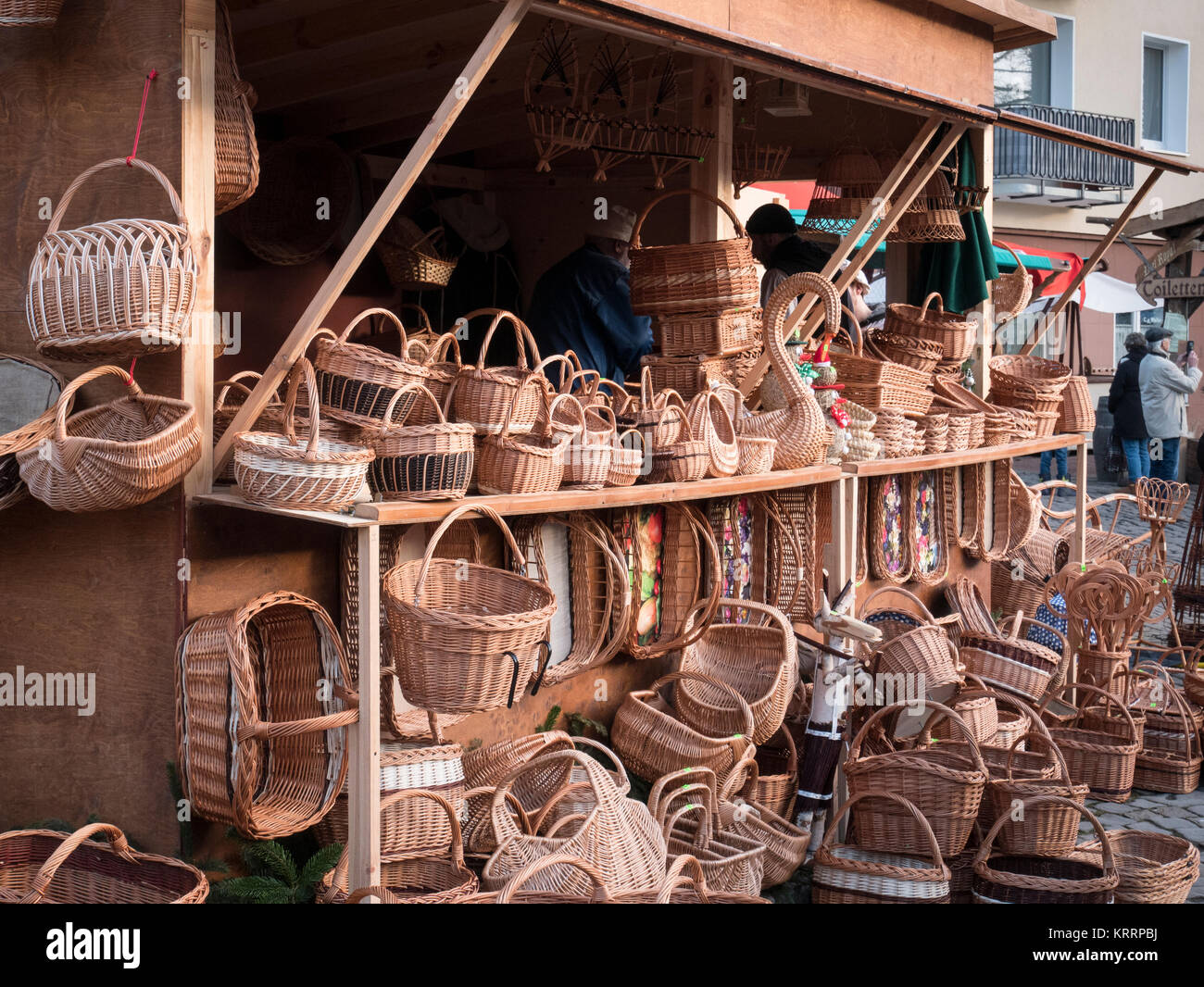 Basket stall on market in Hannover Stock Photo - Alamy