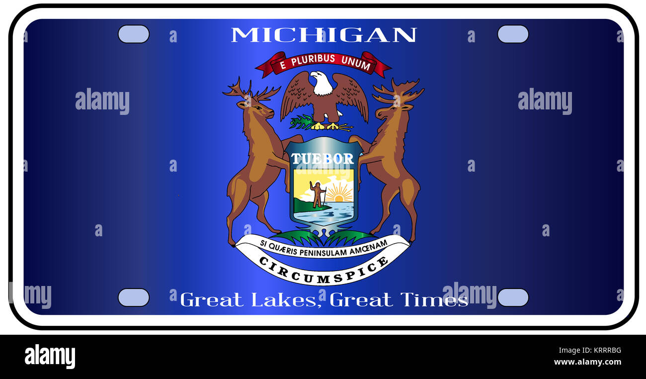 Michigan License Plate Flag Stock Photo - Alamy