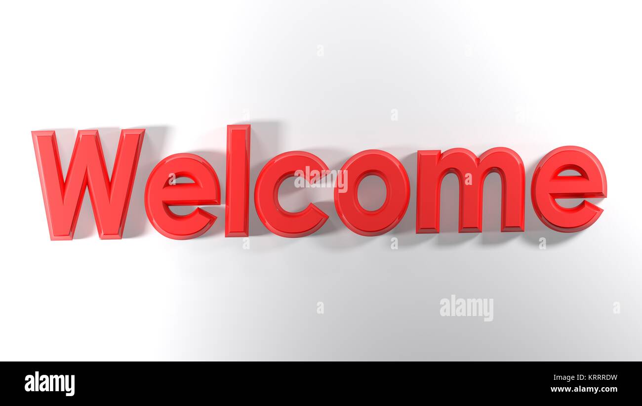 Welcome red 3D write - 3D rendering Stock Photo - Alamy