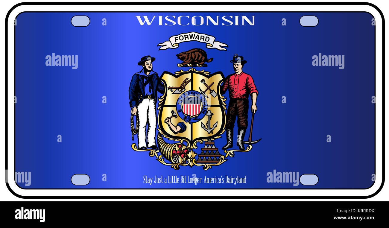 Wisconsin State License Plate Flag Stock Photo - Alamy