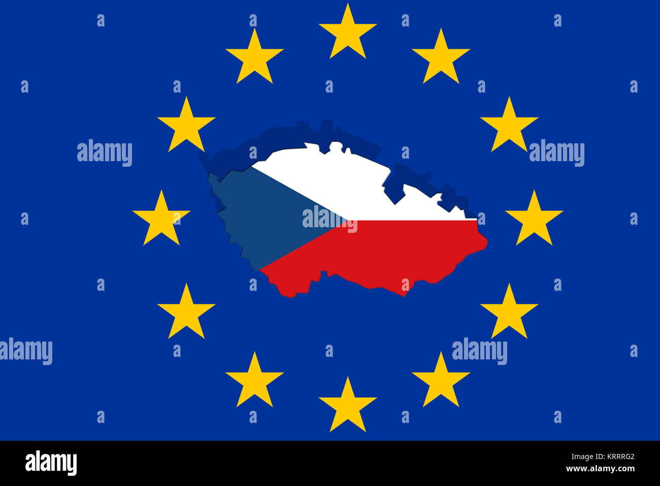 czech republic map on euro union flag background Stock Photo - Alamy