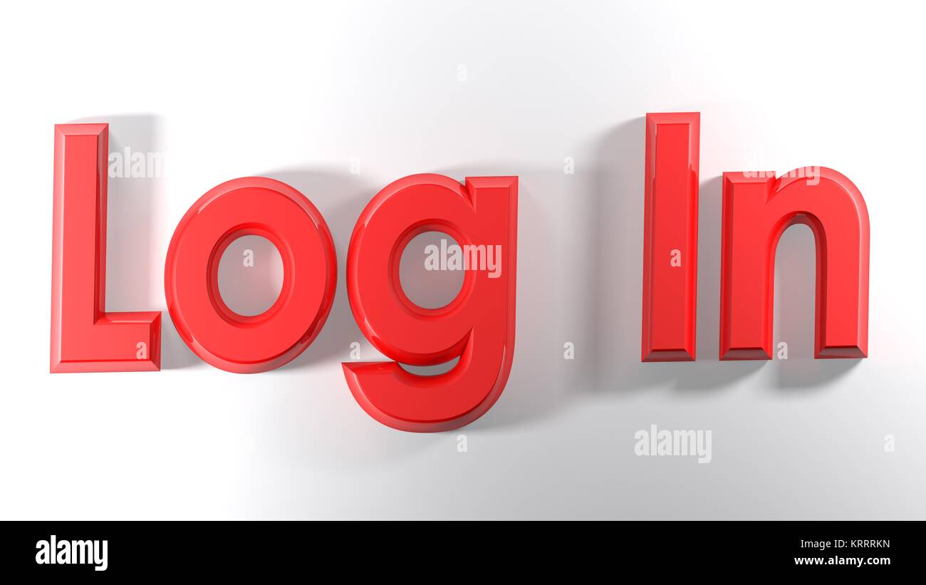 Log in red 3D write - 3D rendering Stock Photo - Alamy