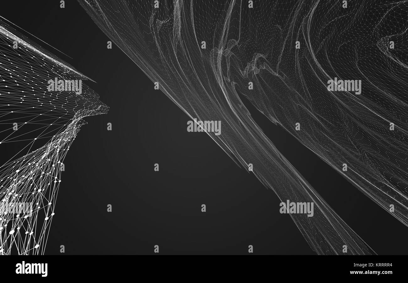 Abstract polygonal space low poly dark background, 3d rendering Stock ...