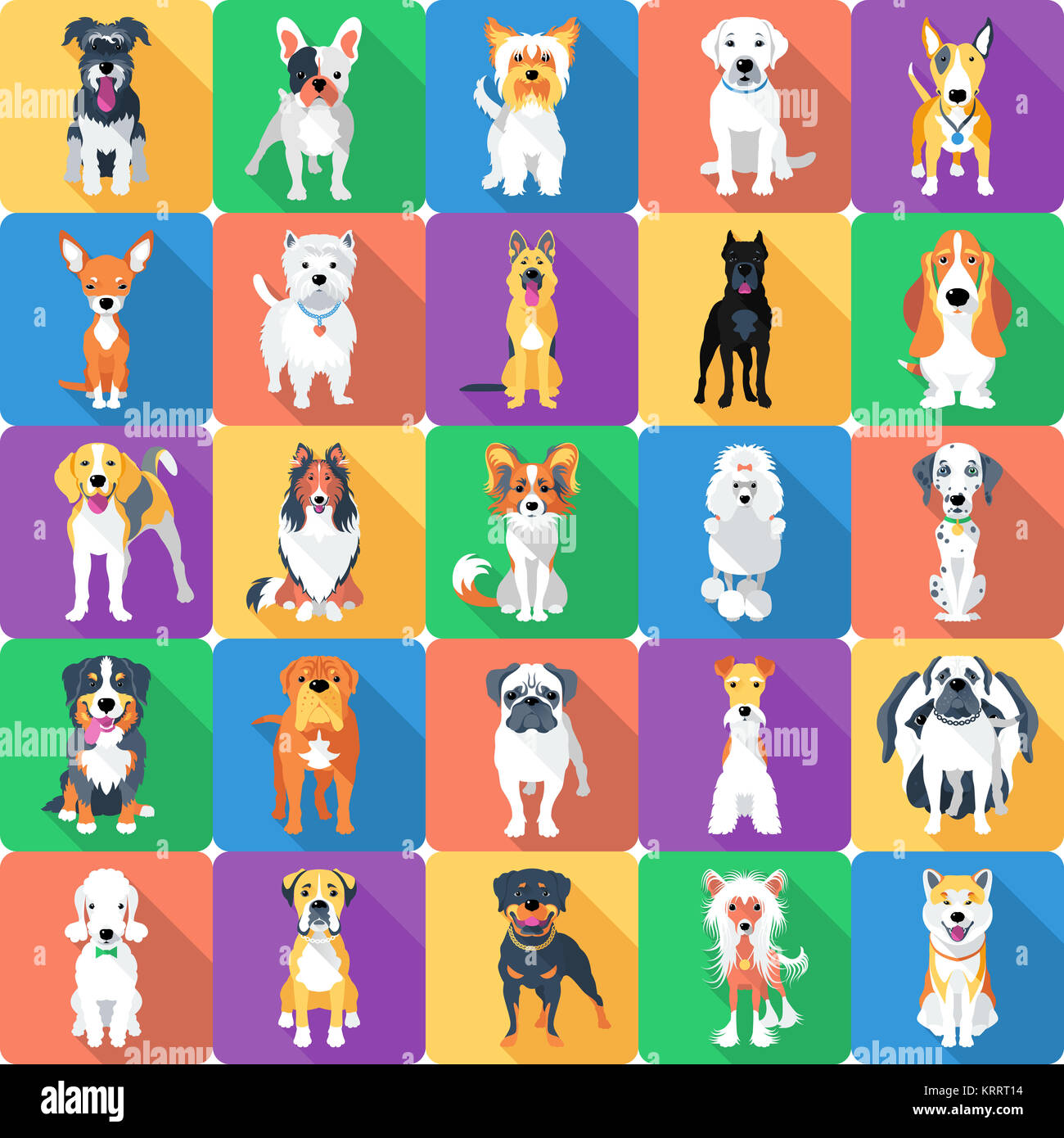 Seamless pattern with dogs flat design Stock Photo - Alamy