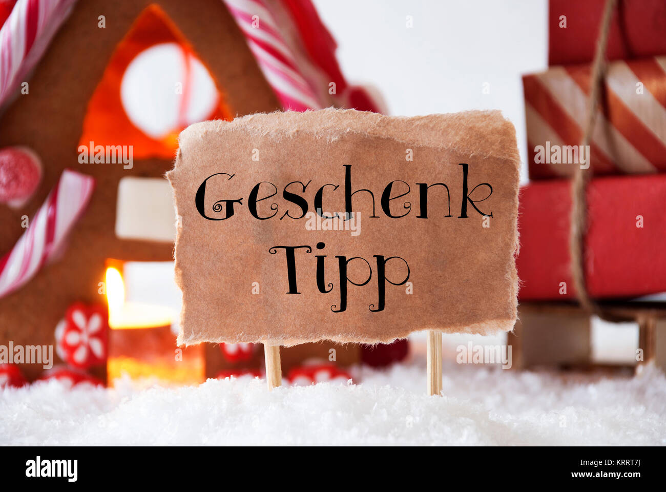 Label With German Text Geschenk Tipp Means Gift Tip. Gingerbread House ...