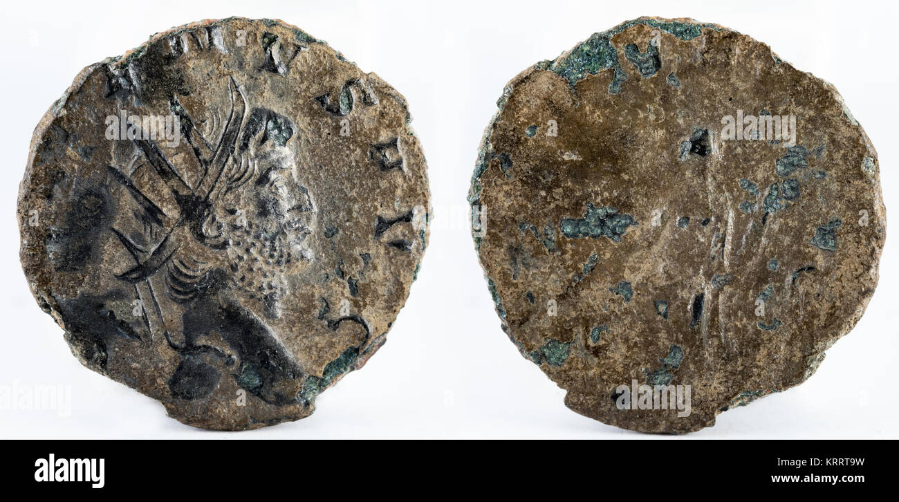Antoninianus. Ancient Roman copper coin of Emperor Gallienus Stock ...