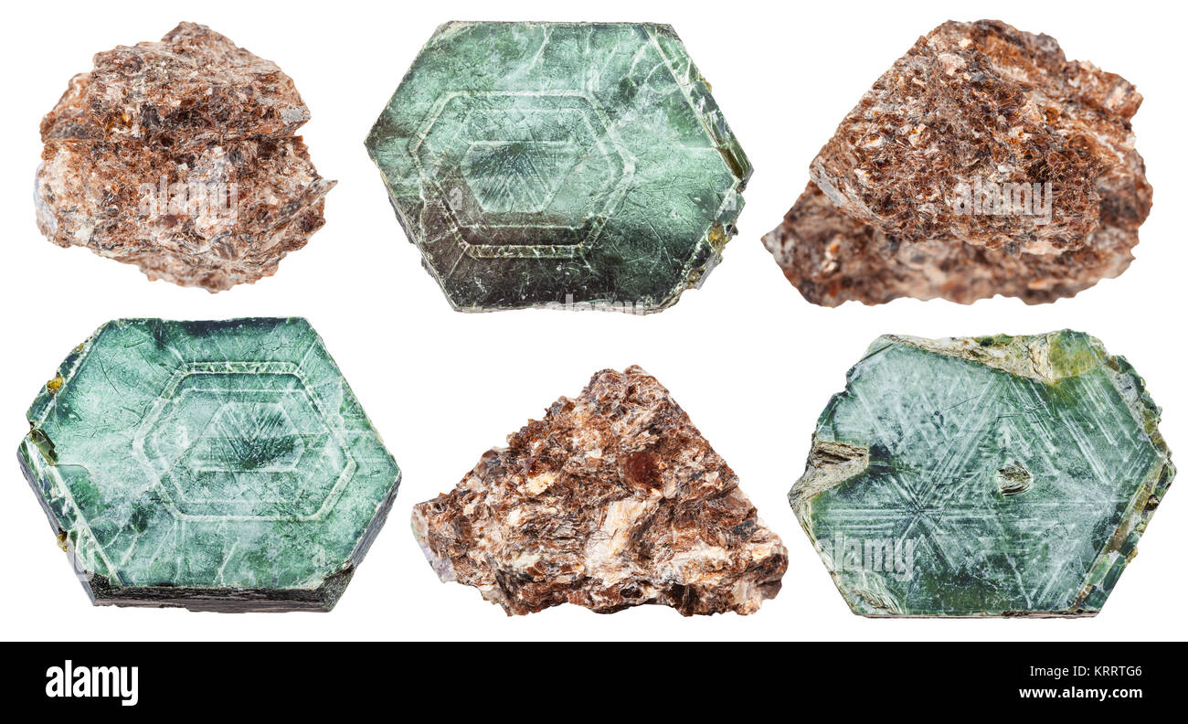 set of various phlogopite minerals isolated Stock Photo - Alamy