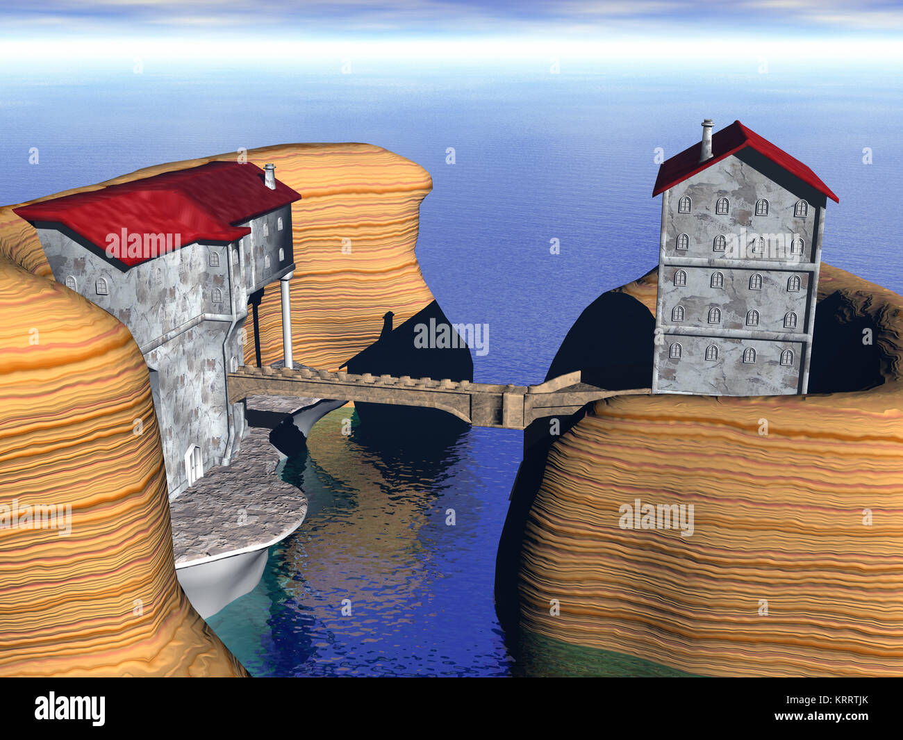 sea rocks with buildings Stock Photo - Alamy