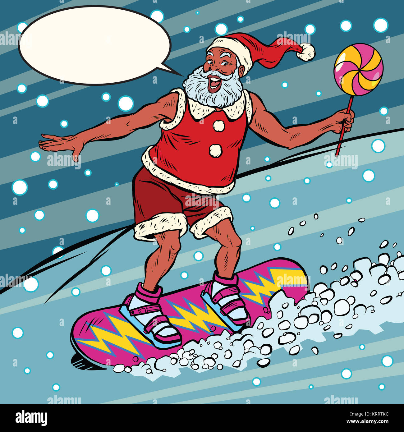 Modern Santa Claus rides on a snowboard Stock Photo - Alamy