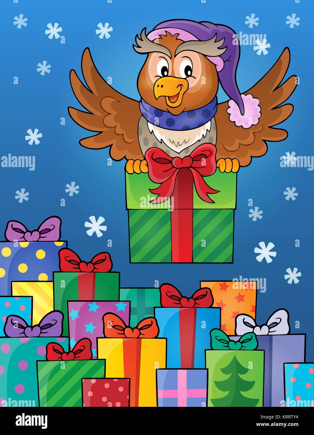 Owl with gift theme image 8 Stock Photo - Alamy