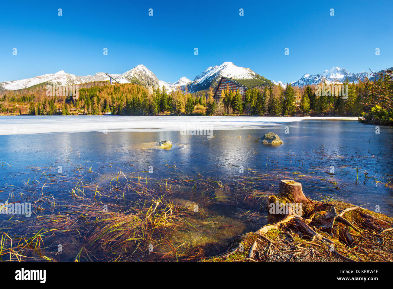 Mountain lake Strbske pleso in National Park High Tatras, Slovakia ...