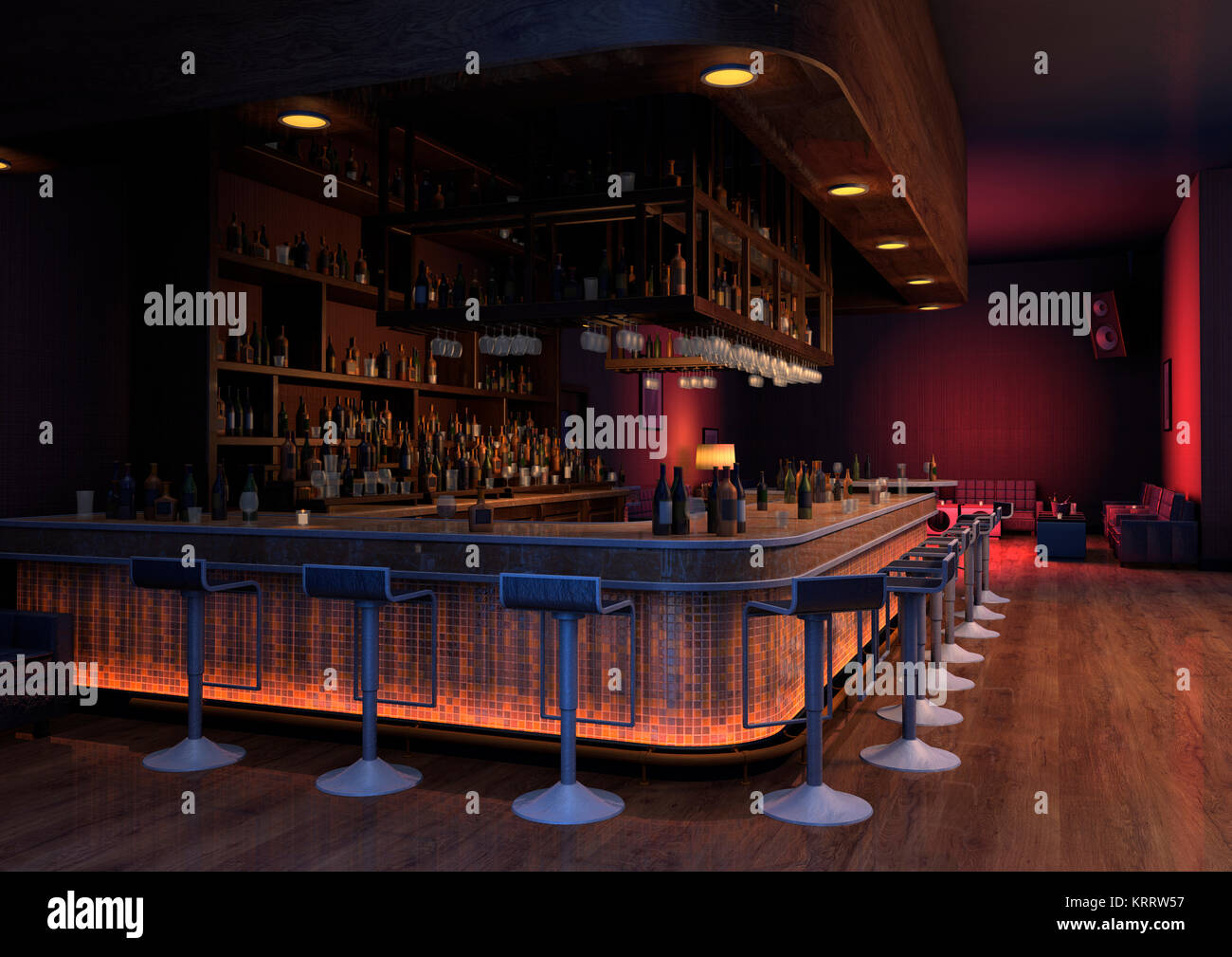 3D Rendering Lounge Bar Stock Photo - Alamy