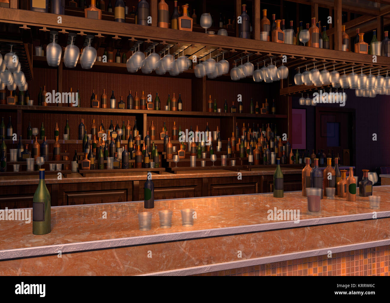 3D Rendering Lounge Bar Stock Photo - Alamy