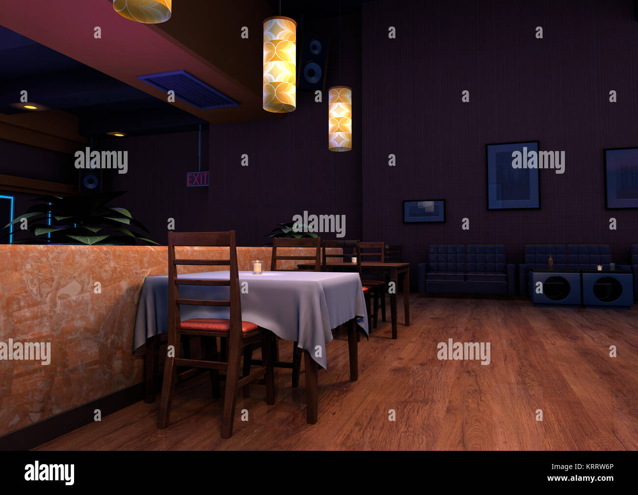 3D Rendering Lounge Bar Stock Photo - Alamy