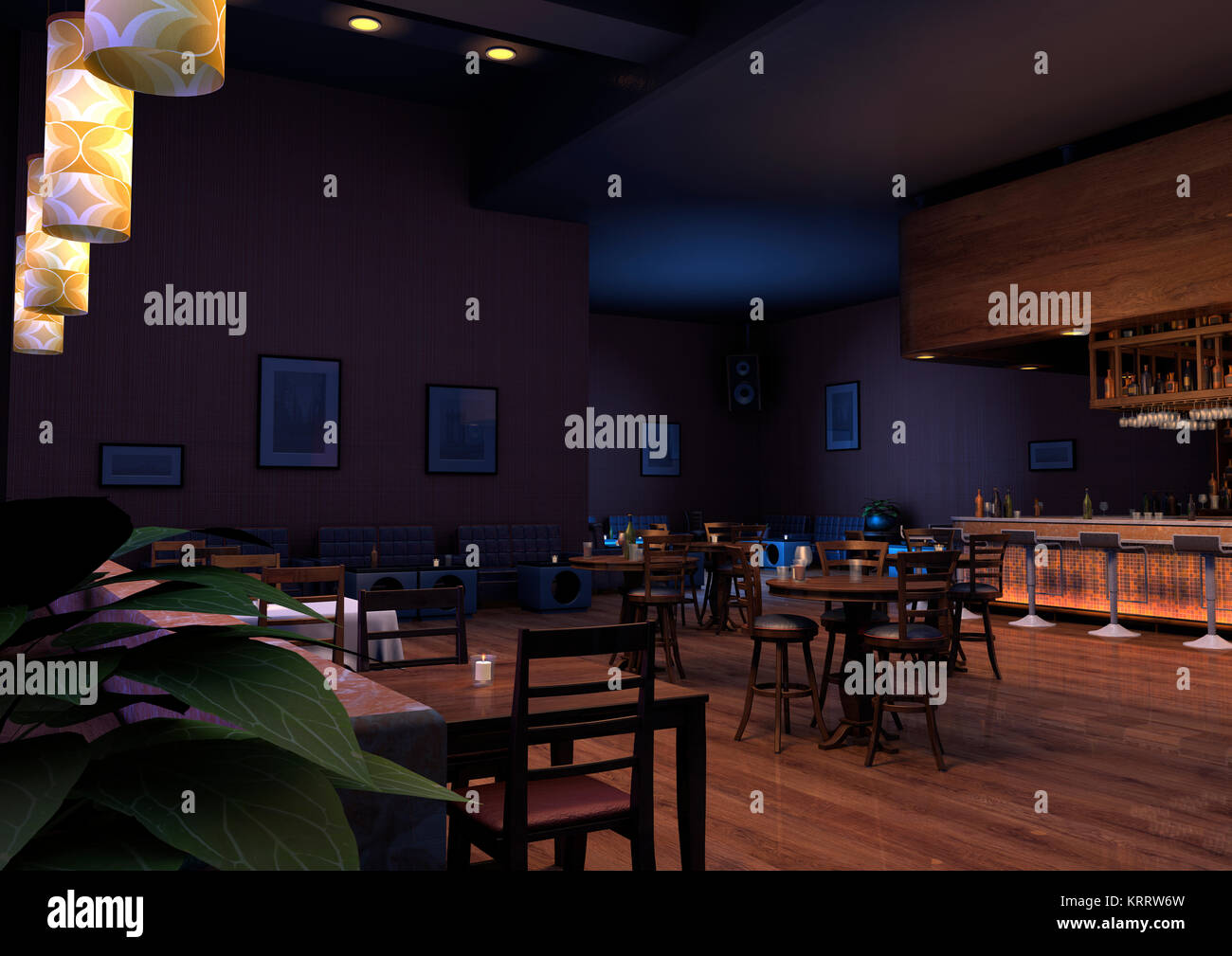 3D Rendering Lounge Bar Stock Photo - Alamy