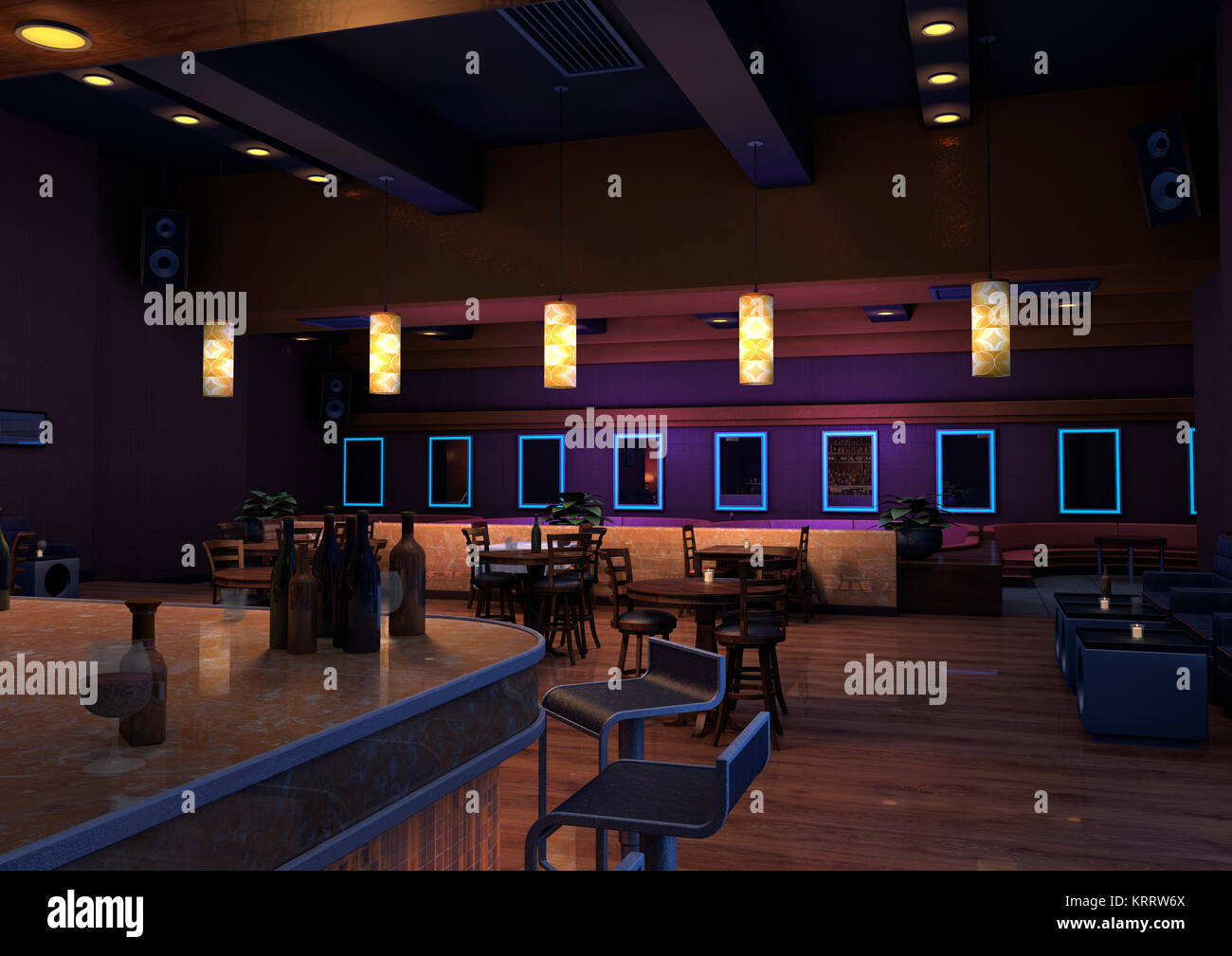3D Rendering Lounge Bar Stock Photo - Alamy