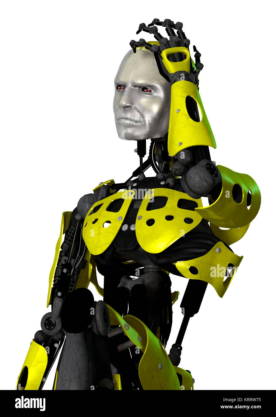 3D Rendering Robot on White Stock Photo - Alamy