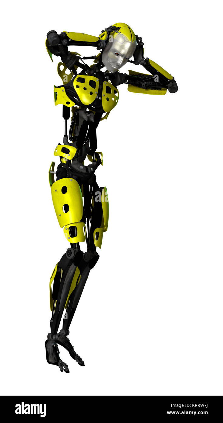 3D Rendering Robot on White Stock Photo - Alamy